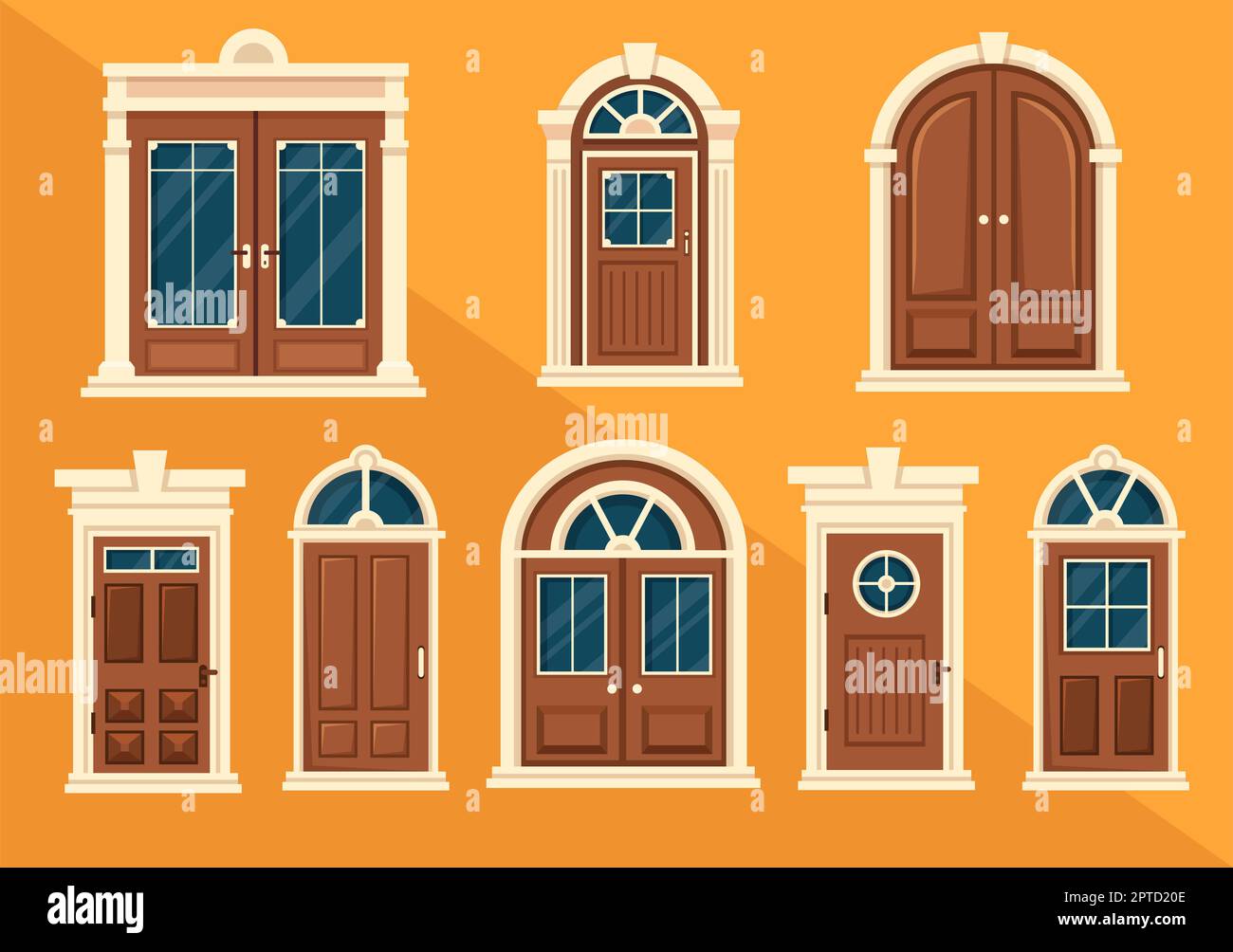 House Architecture with Set of Doors and Windows Various Shapes, Colors ...