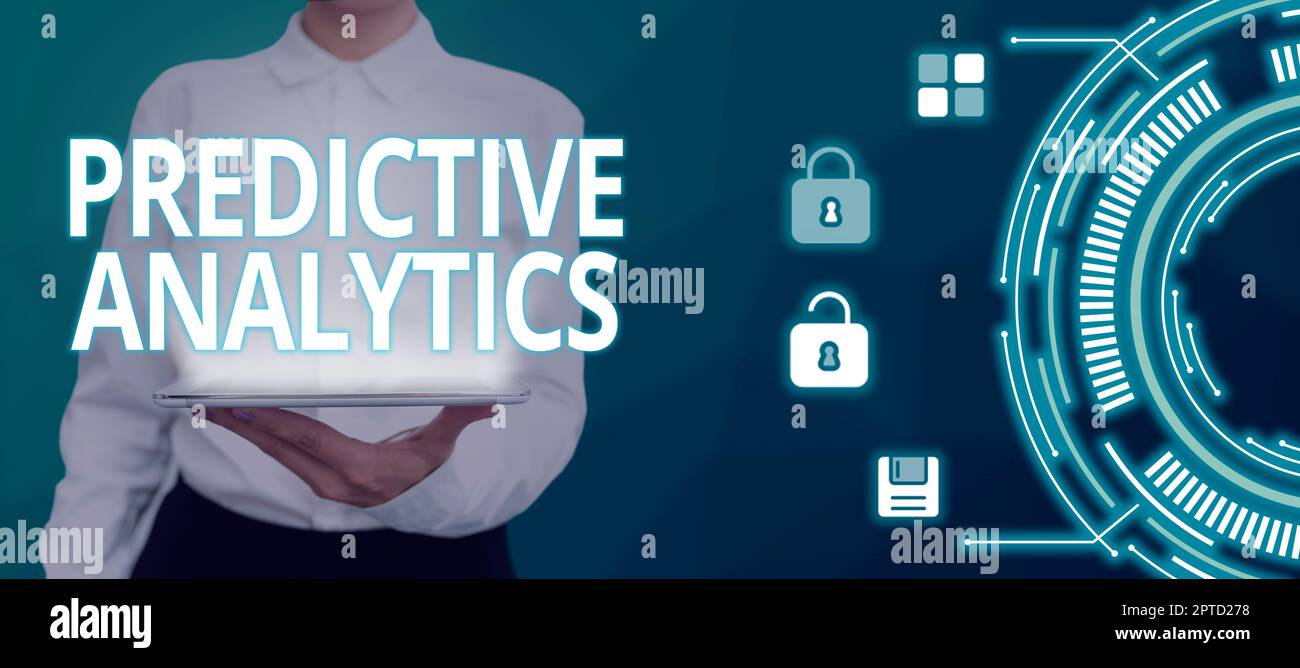 Hand writing sign Predictive Analytics, Internet Concept Optimize Collection Achieve CRM ...