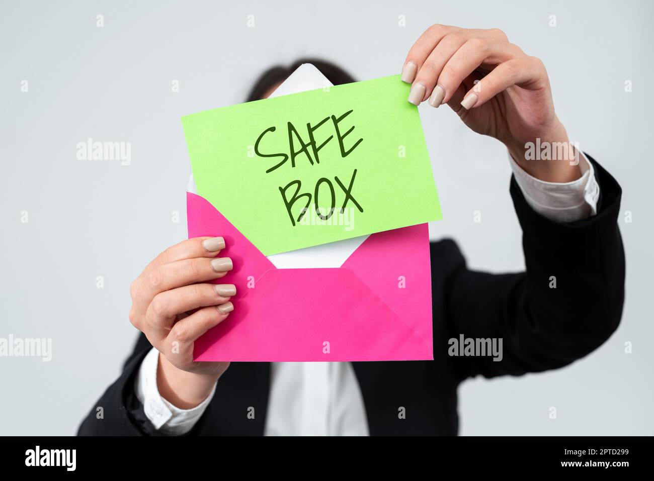 Sign displaying Safe Box, Business overview A small structure where you ...