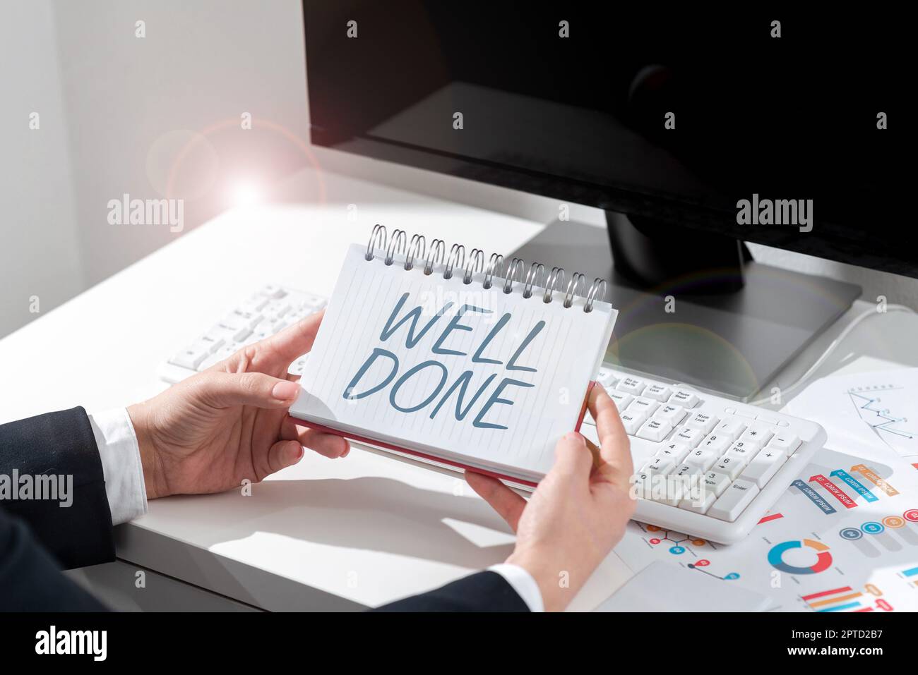 Inspiration showing sign Well Done, Business overview Peform accurately ...