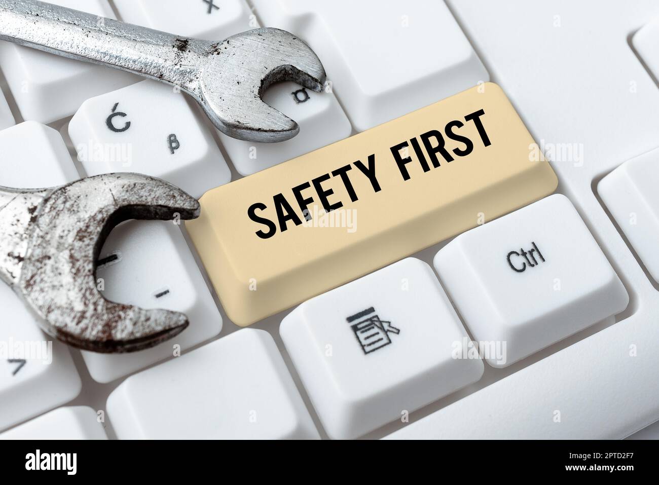 Hand writing sign Safety First, Business concept Avoid any unnecessary ...