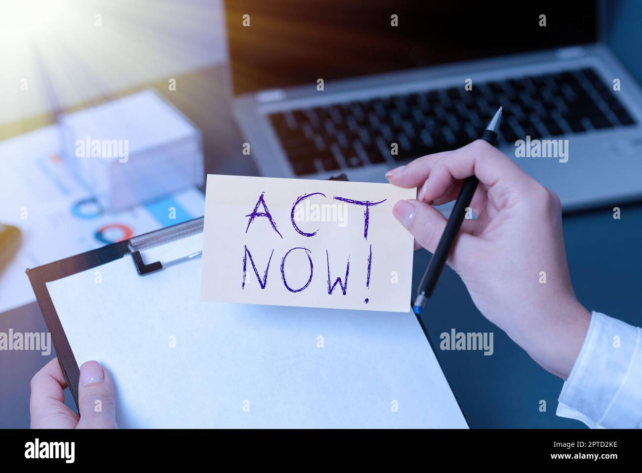 Text caption presenting Act Now, Concept meaning Having fast response ...