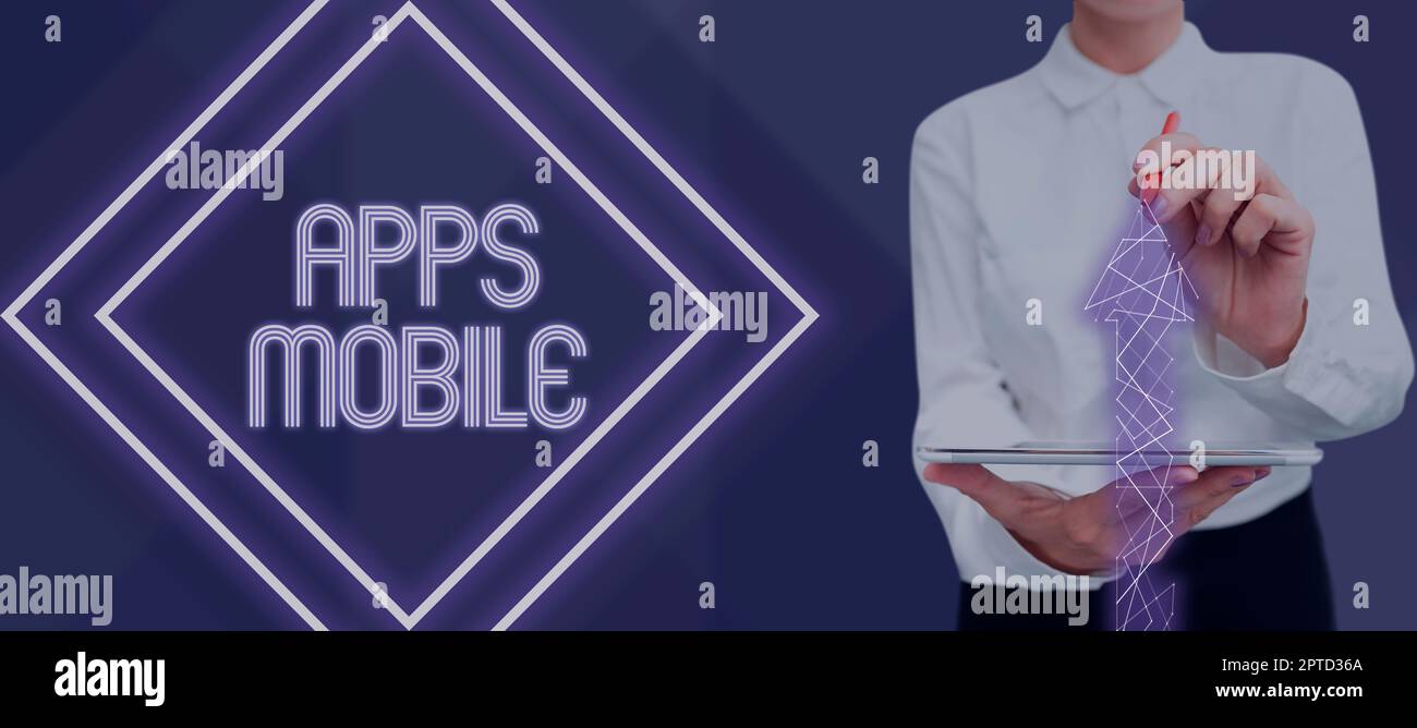 Conceptual caption Apps Mobile, Concept meaning computer program designed to run on phone hand ...