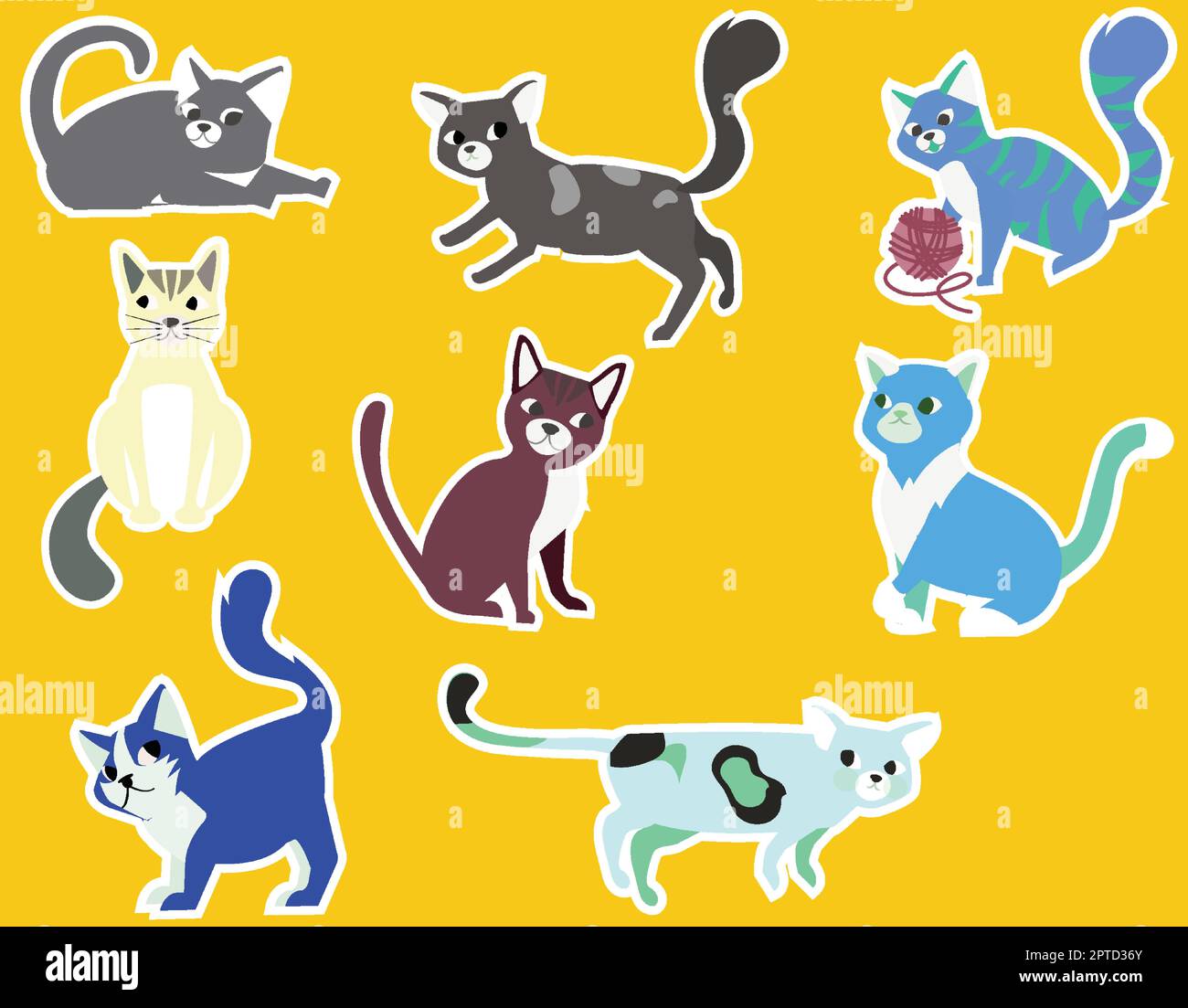 Adorable Kittens Set Sticker Stock Vector Image & Art - Alamy