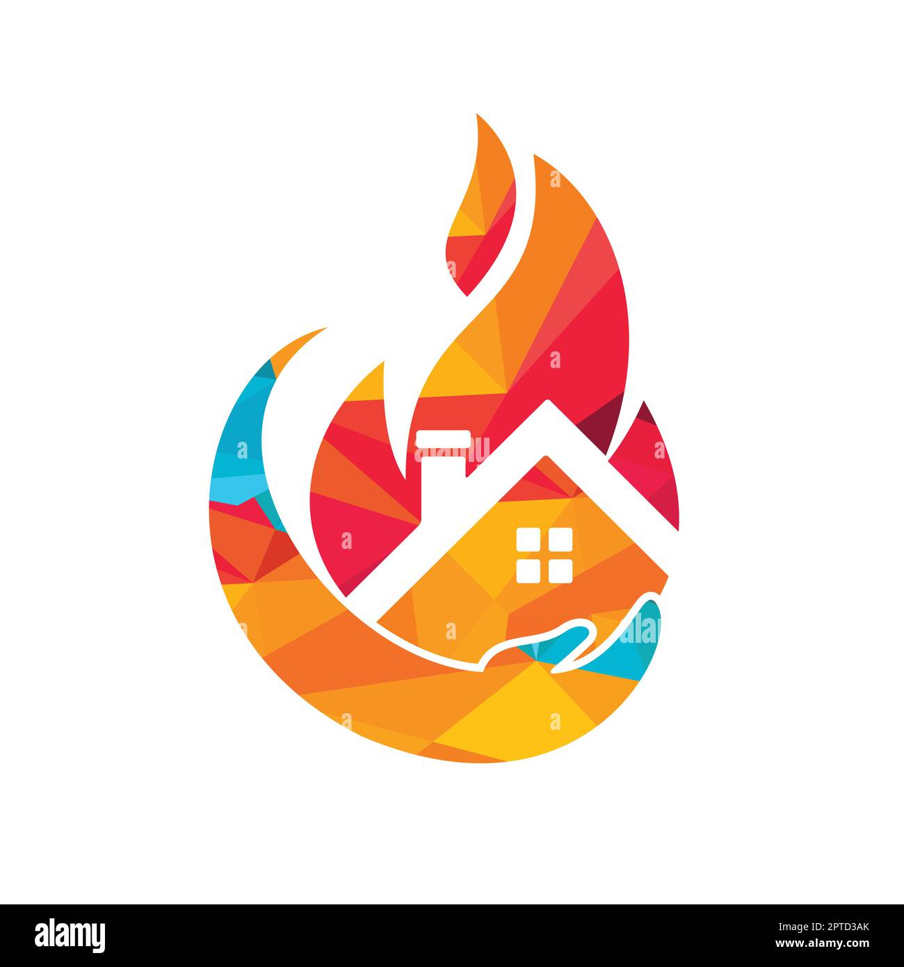 Home insurance vector logo concept. Hand with fire and home icon logo ...