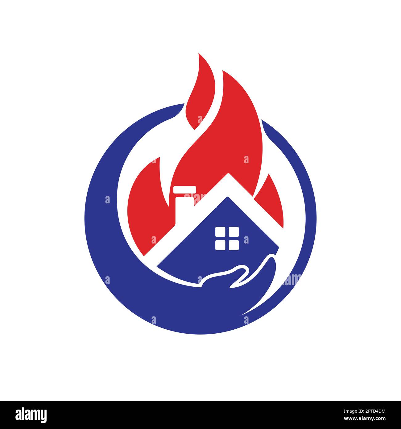 Home insurance vector logo concept. Hand with fire and home icon logo ...
