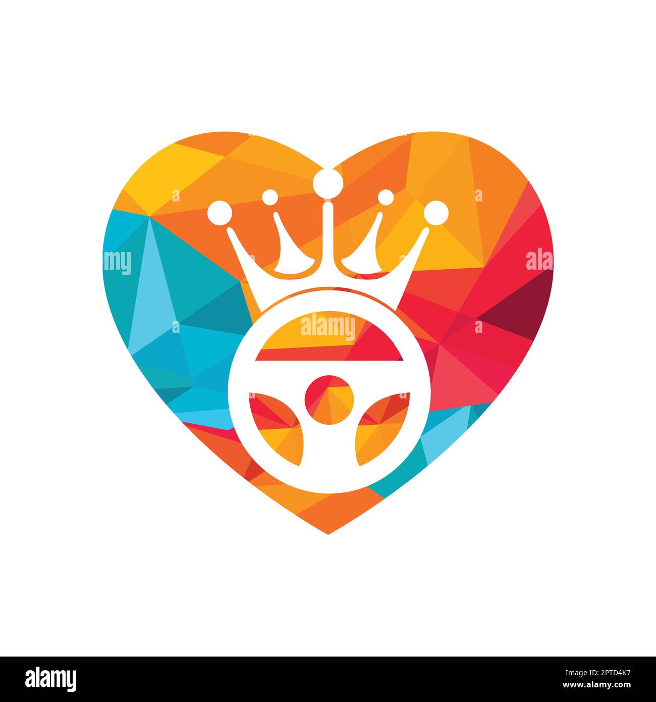 Drive king vector logo design. Steering with crown and heart icon Stock ...