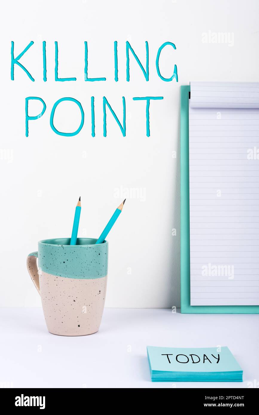 Hand writing sign Killing Point, Internet Concept Phase End Review ...