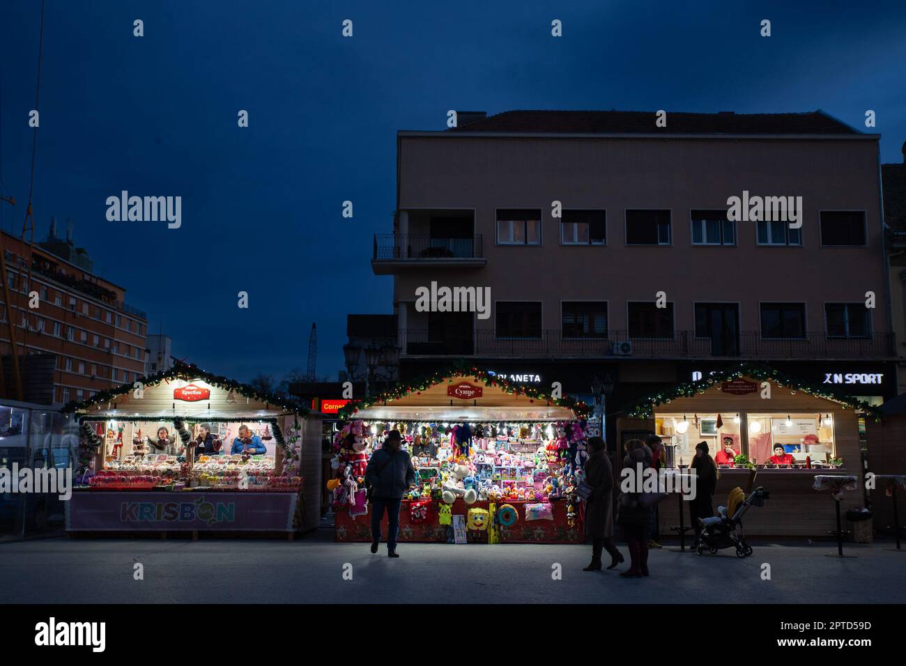 Picture of the novi sad christmas market in front of trg slobode square ...