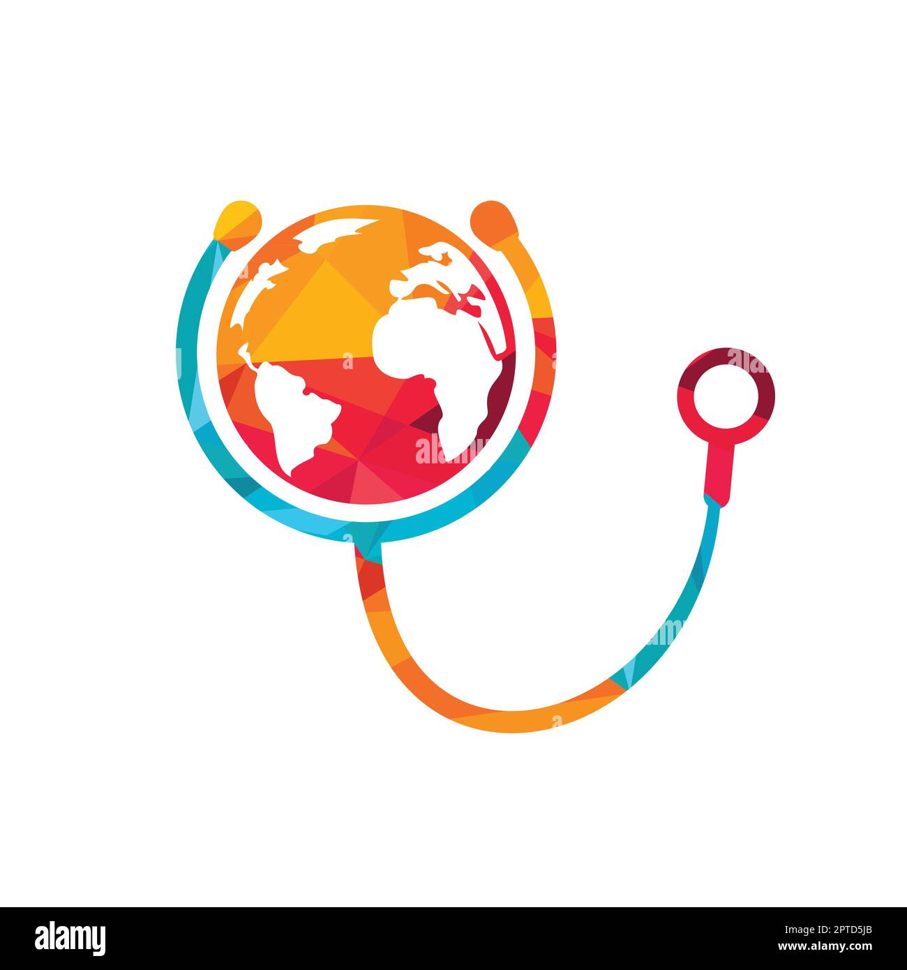 World care vector logo template. Globe sign and stethoscope doctor ...