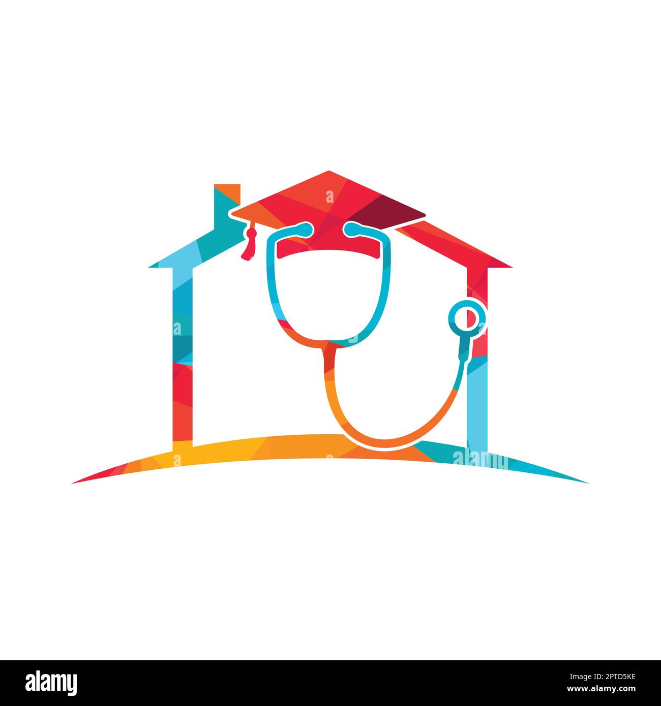 Medical student vector logo template. Graduation cap combined with ...