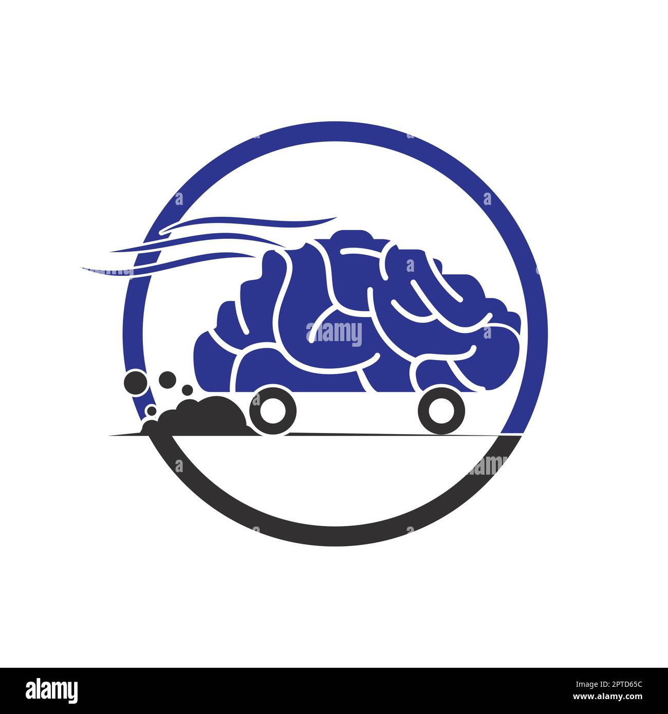 Moving smart logo concept. Fast think with brain vector logo template ...