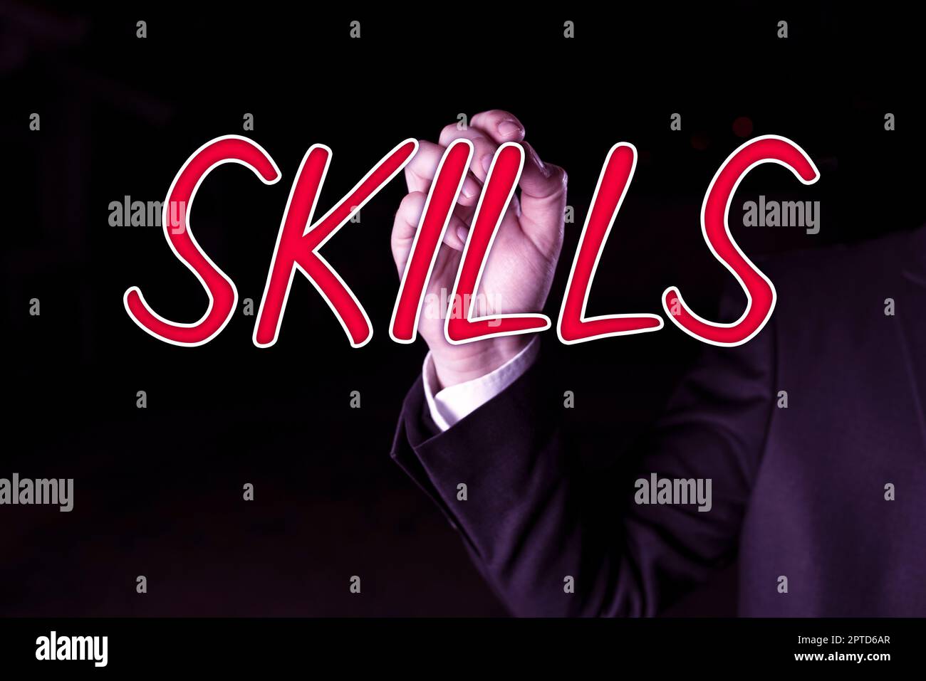 Text sign showing Skills, Business overview ability to carry task with driven result within ...