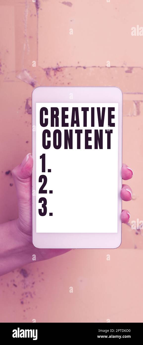 Text caption presenting Creative Content, Word Written on fiction or ...