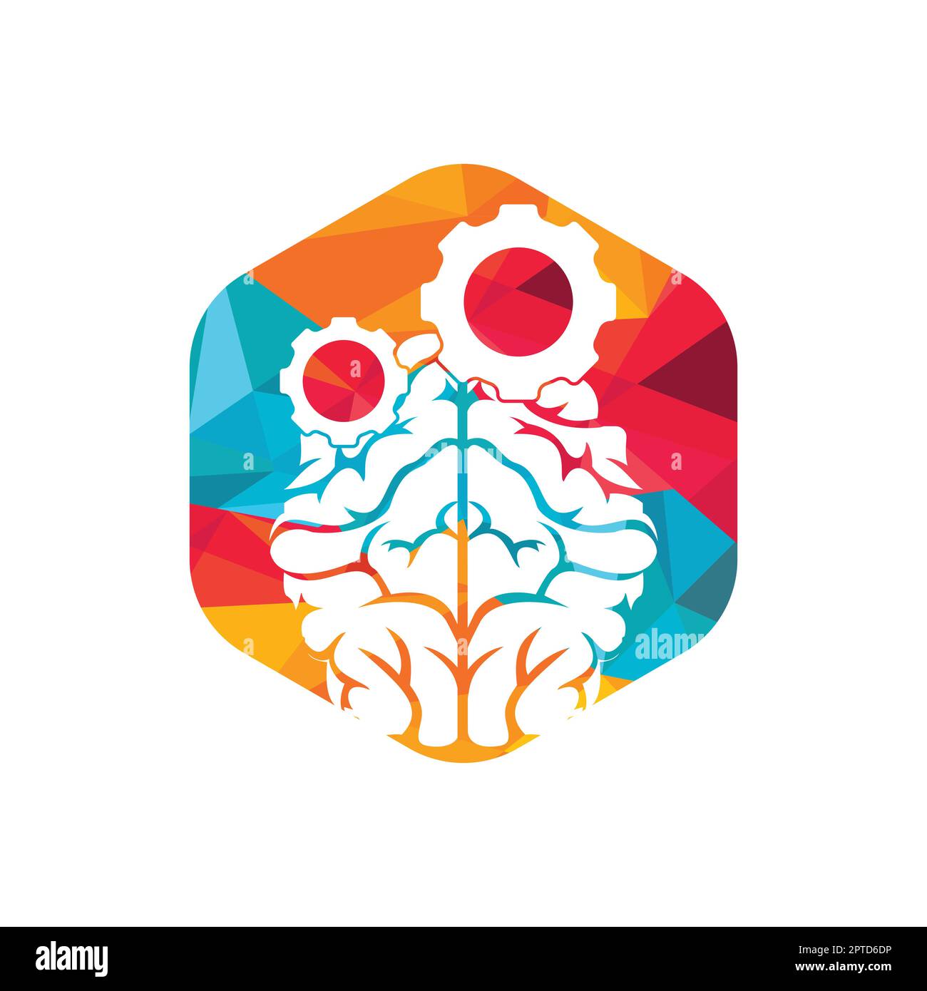 Brain and gear cog logo design. Education and mechanic symbol or icon ...