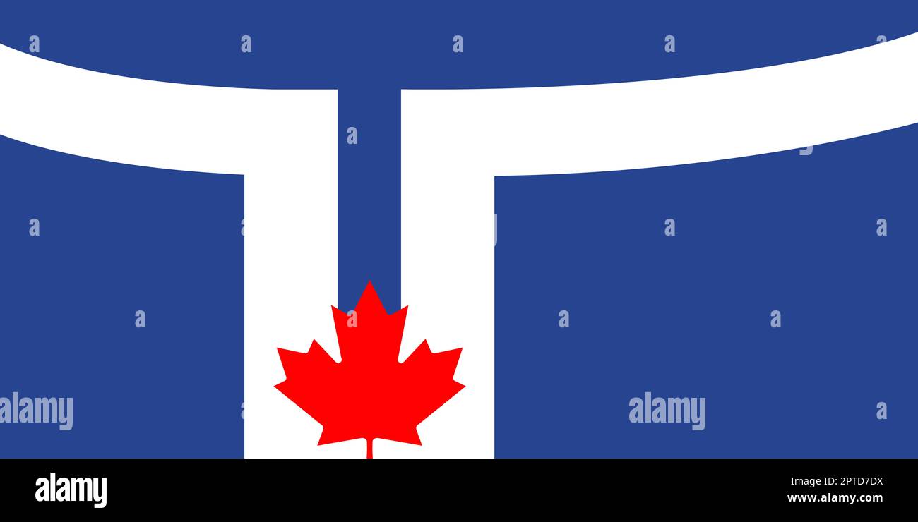 The flag of the Canadian city of Toronto with maple leaf set over a ...