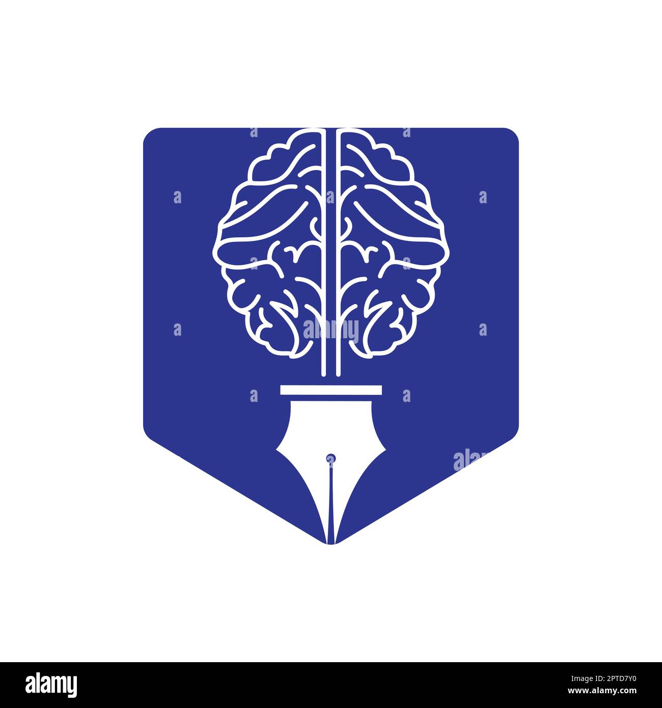 Brain pen vector logo design template. Smart creative education logo ...