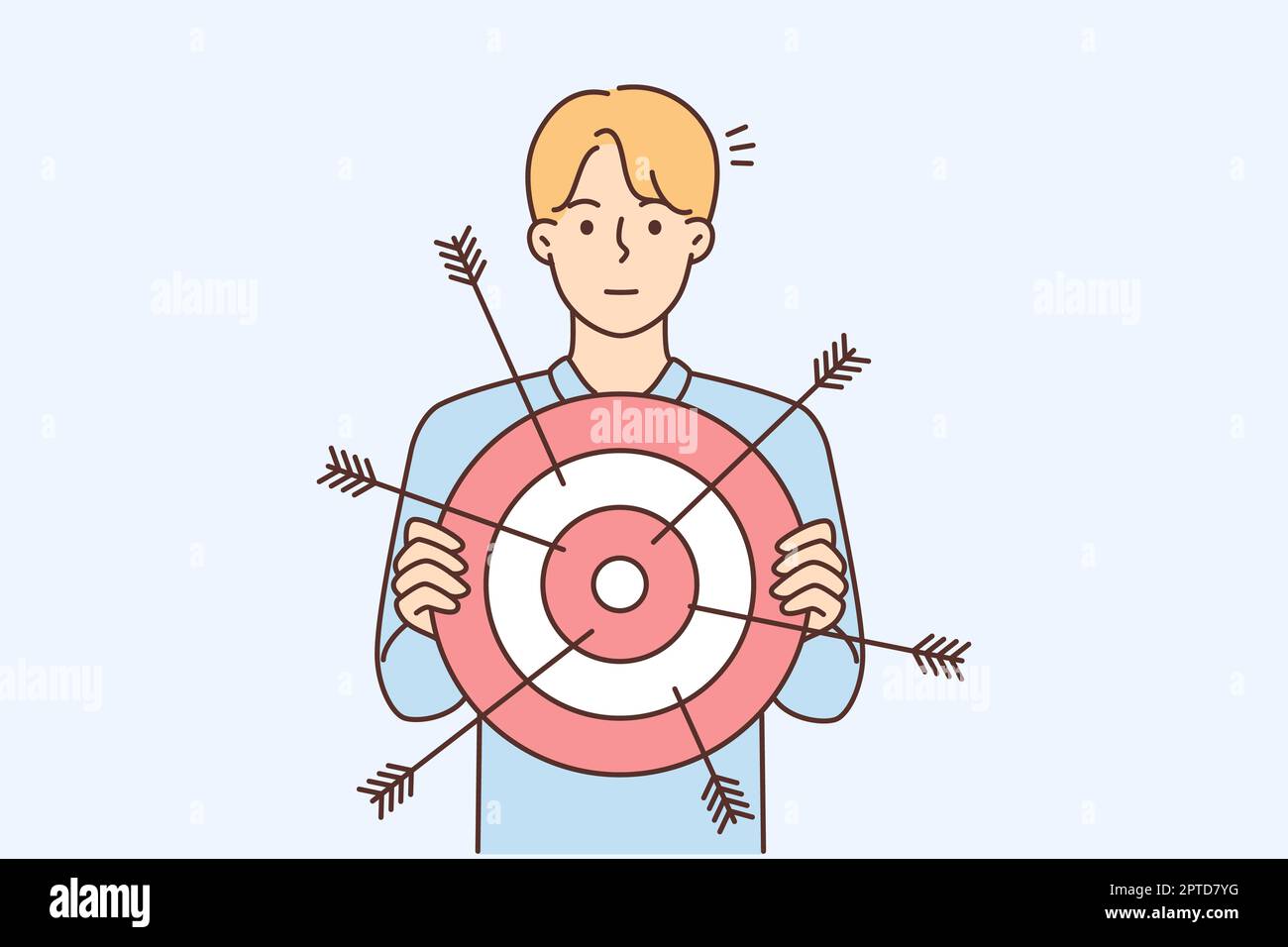 Young businessman with target in hands for goal achievement. Male ...
