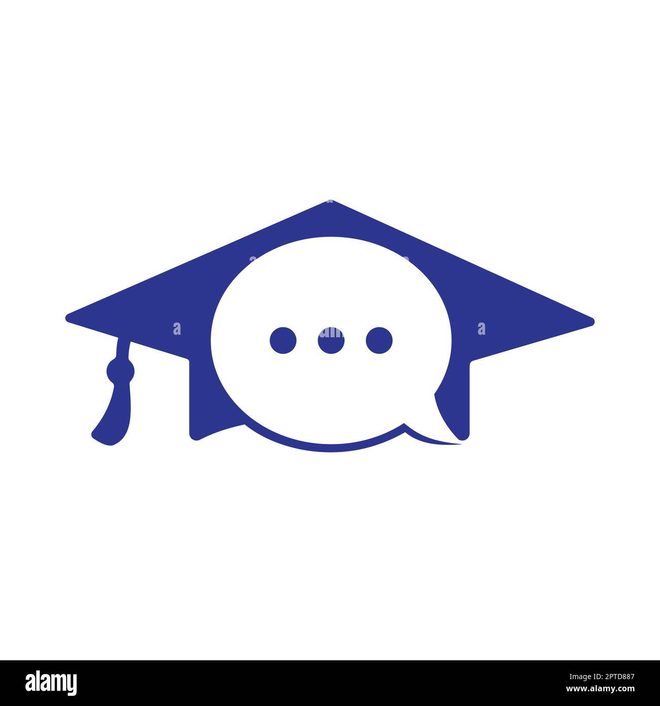 Education talk vector logo design. Graduation hat with chat bubble icon ...