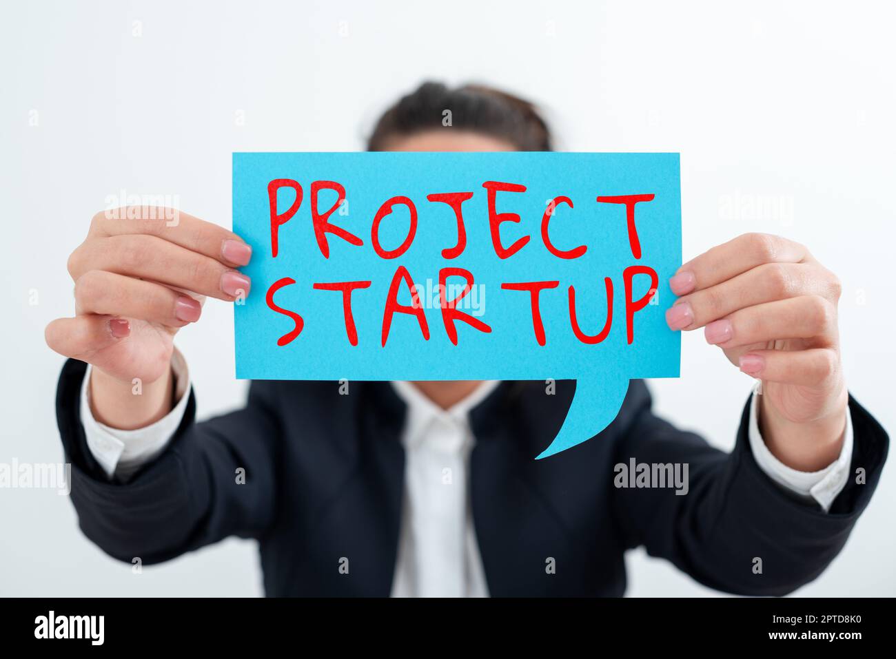 Handwriting text Project Startup, Word Written on the initial ...