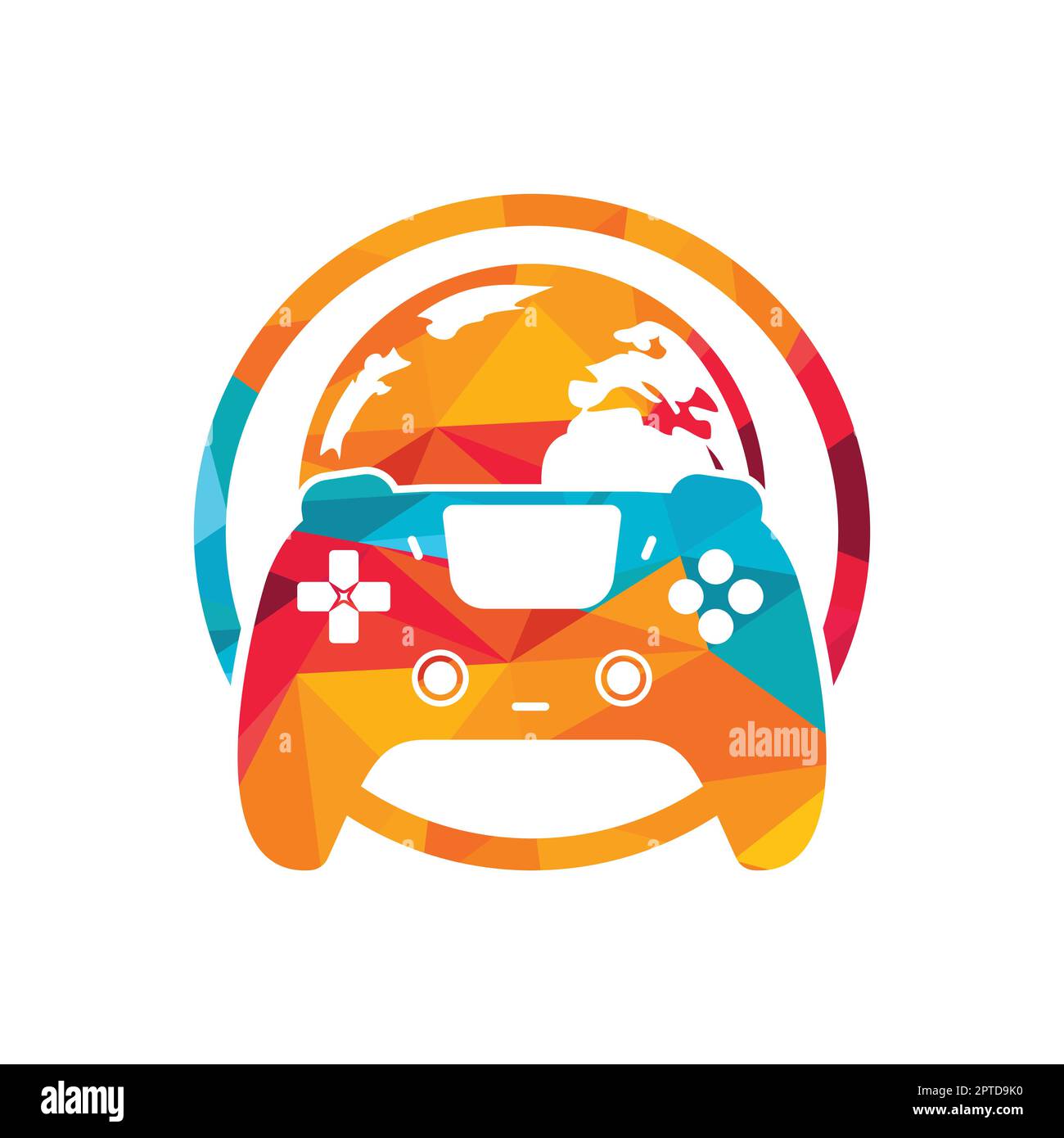 Game world vector logo design. Globe and game console vector icon logo ...