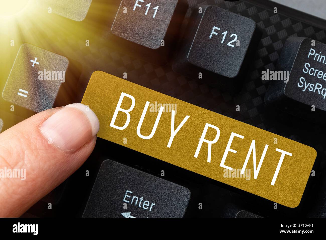 Text caption presenting Buy Rent, Concept meaning choosing between ...