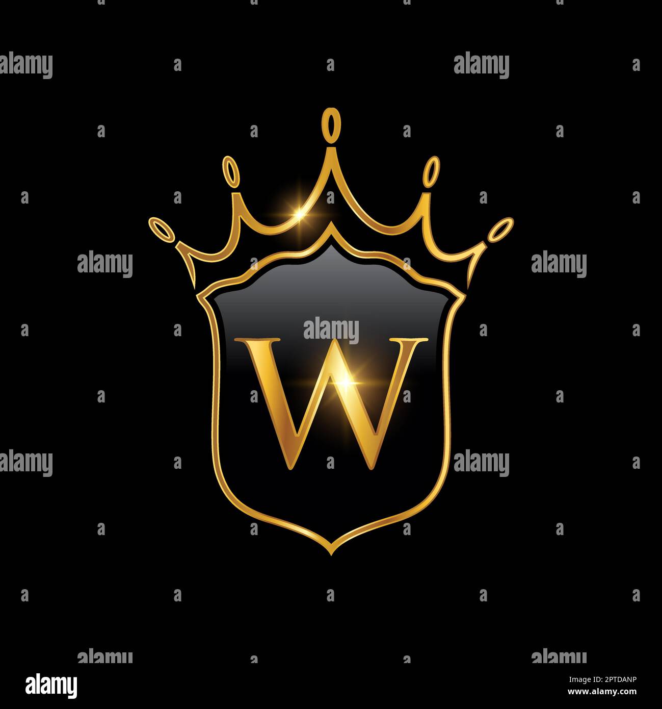 Initial W monogram alphabet with a crown and shield Stock Vector Image ...