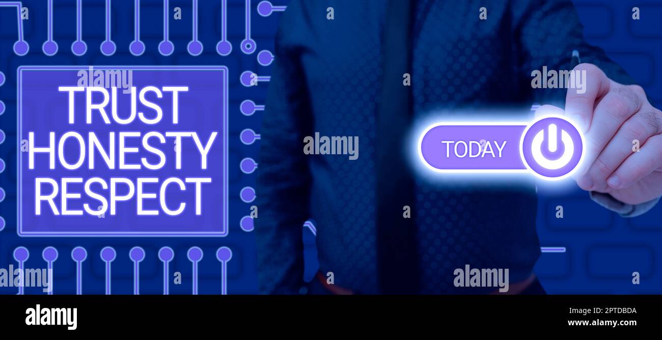 Text caption presenting Trust Honesty Respect, Concept meaning ...