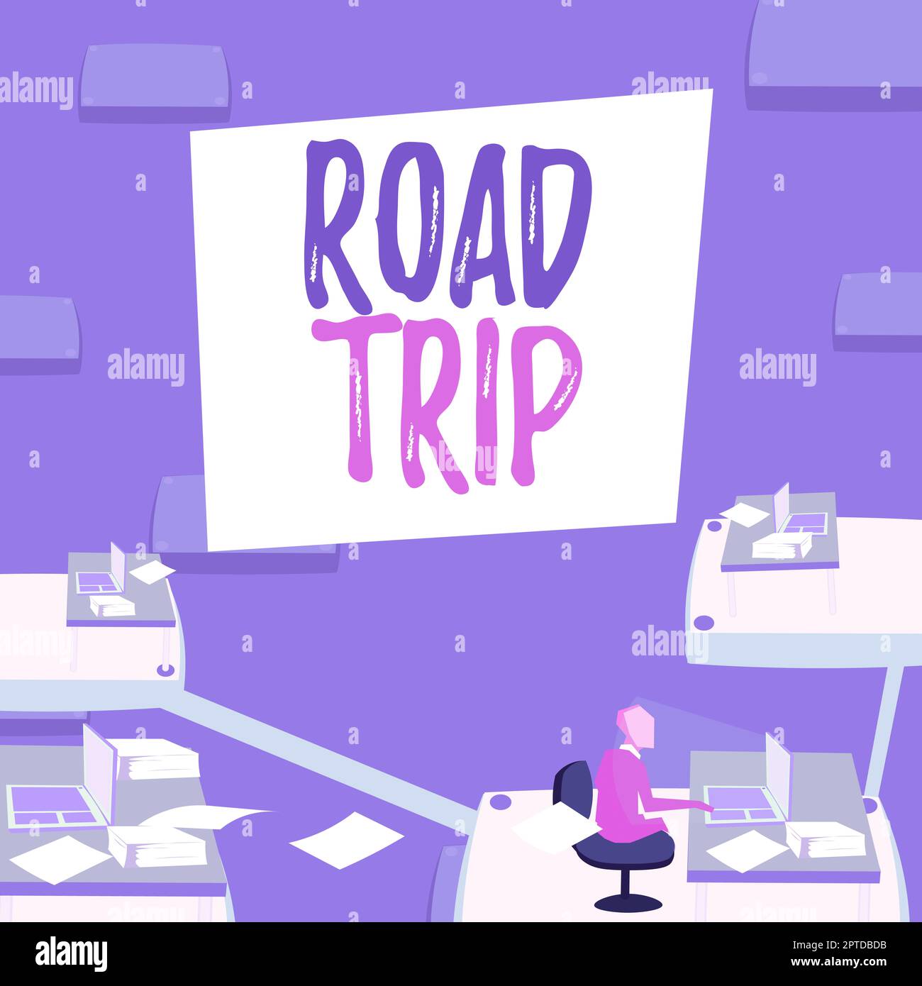 Hand writing sign Road Trip, Business showcase Roaming around places ...