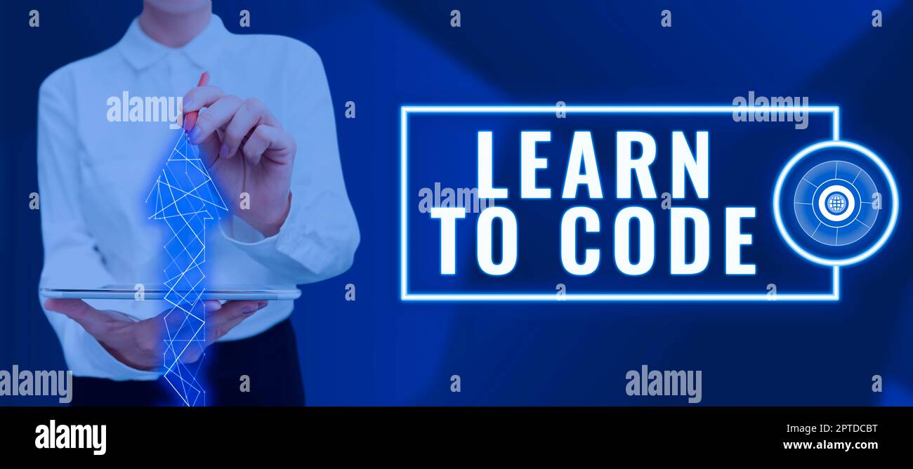 Text Caption Presenting Learn To Code Business Approach Learn To Write Software Be A Computer