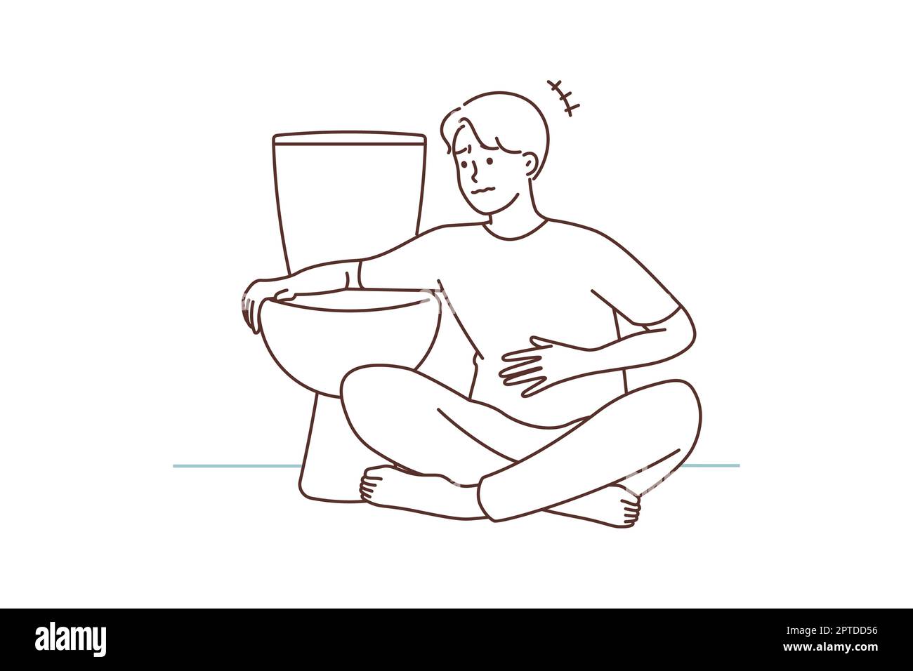 Unhealthy man sit near toilet feeling sick. Unwell ill guy feel nausea ... Unhealthy man sit near toilet feeling sick. Unwell ill guy feel nausea ...