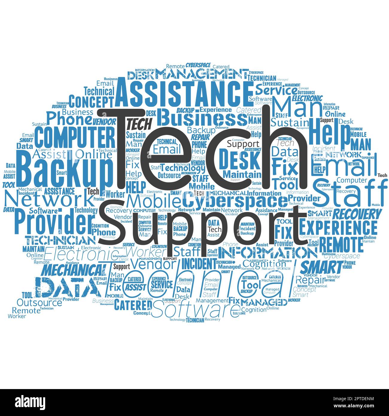 Word cloud in the shape of a chat box with tech support words Stock ...