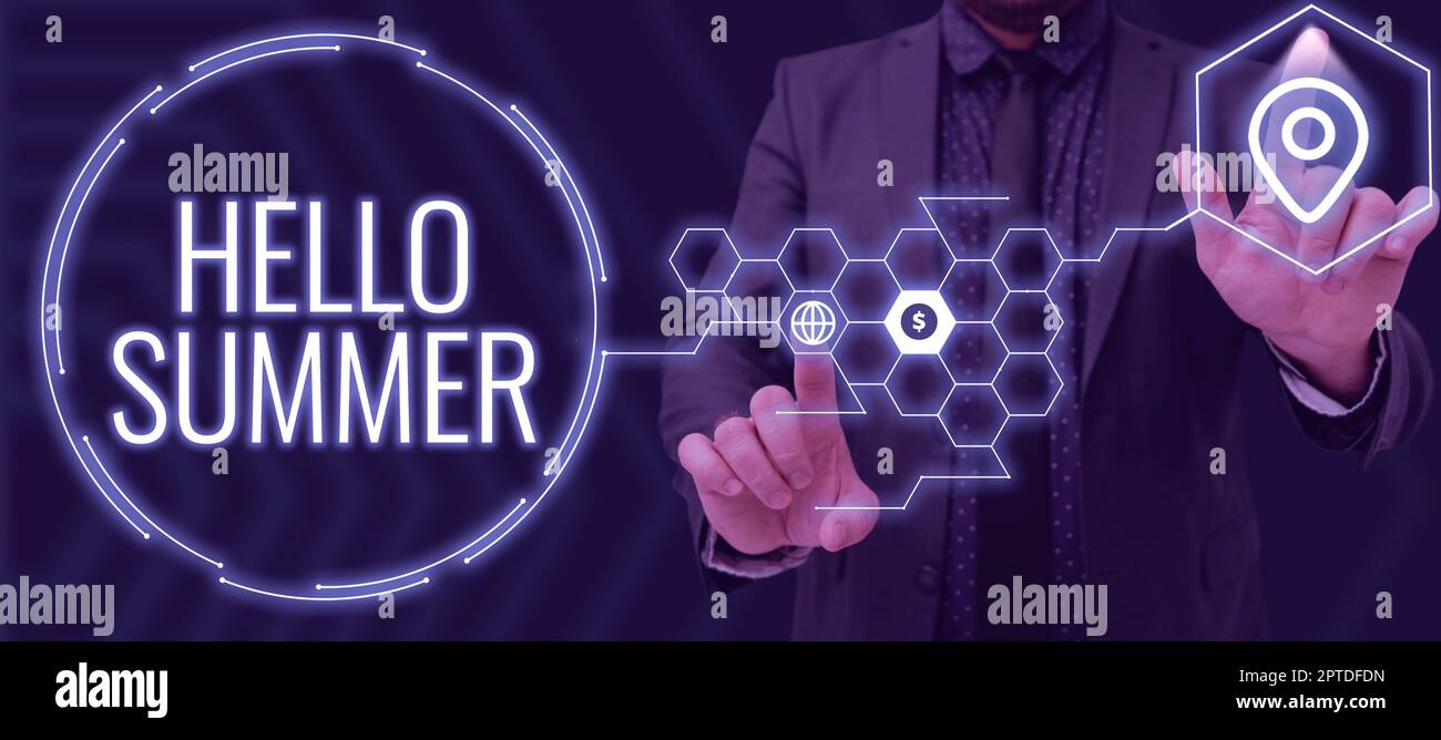 Handwriting text Hello Summer, Business concept Welcoming the warmest ...
