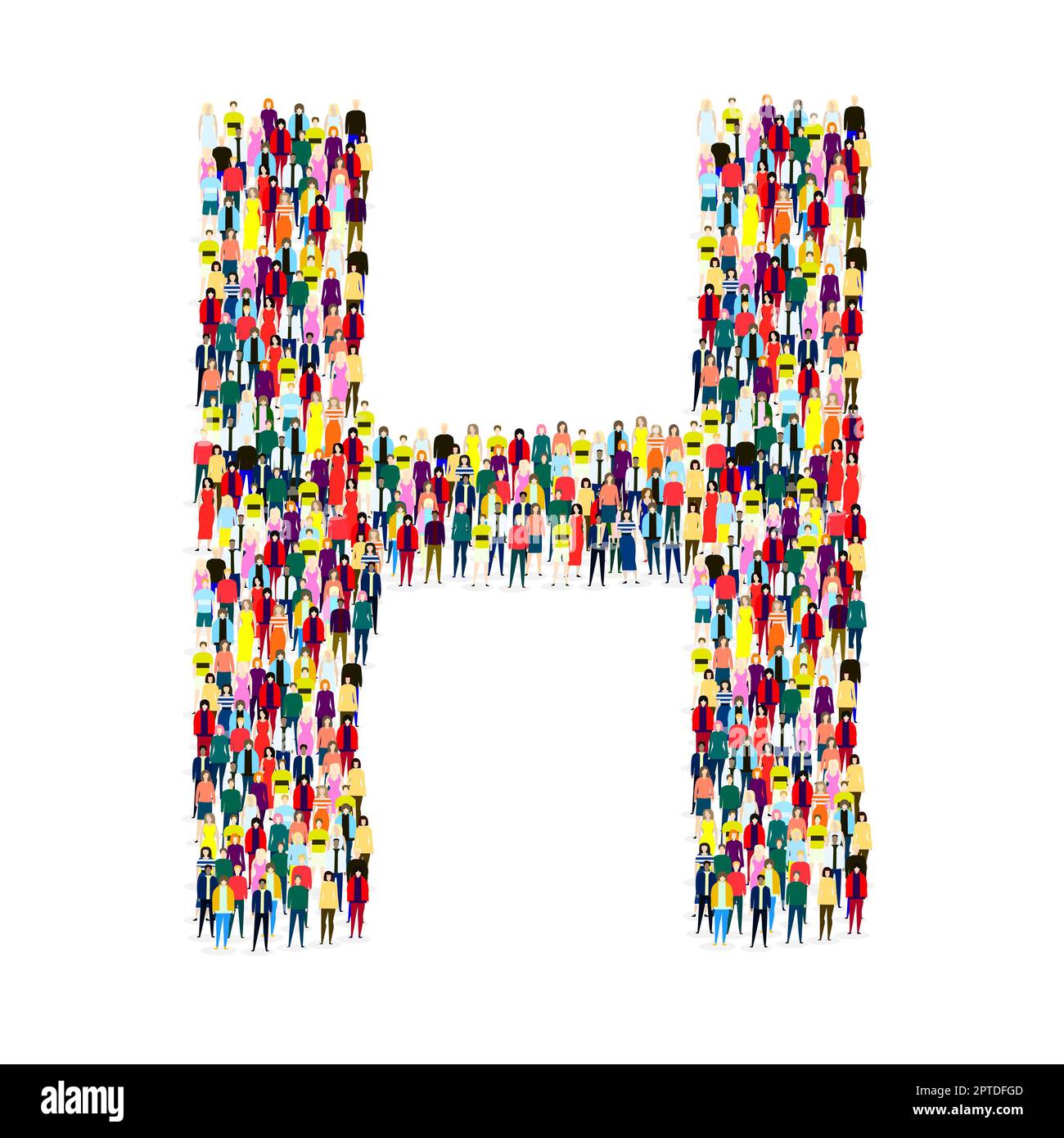Letter H assembled from a lot of people on a white background - Vector ...