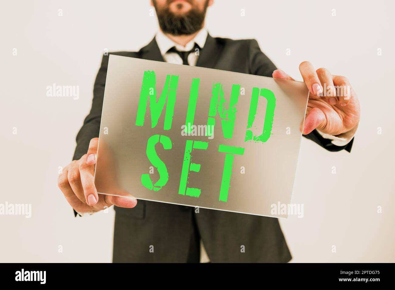 Handwriting text Mind Set, Concept meaning A standard thought of a ...