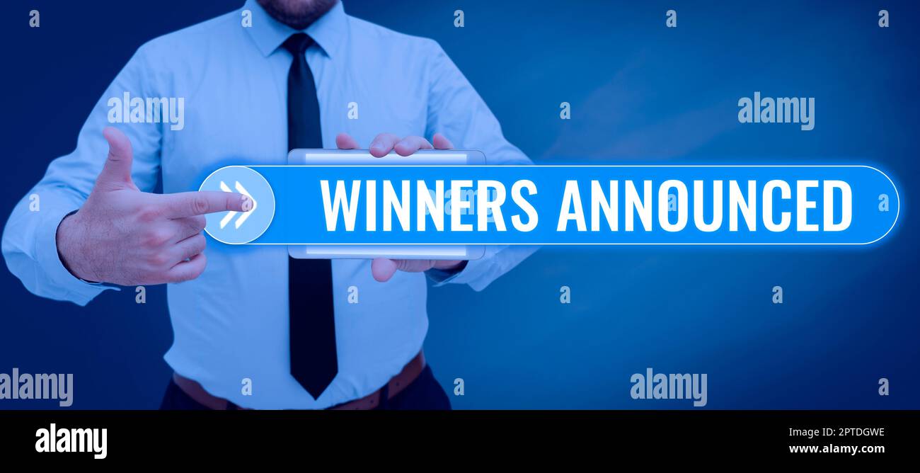 Writing displaying text Winners AnnouncedAnnouncing who won the contest ... Writing displaying text Winners AnnouncedAnnouncing who won the contest ...