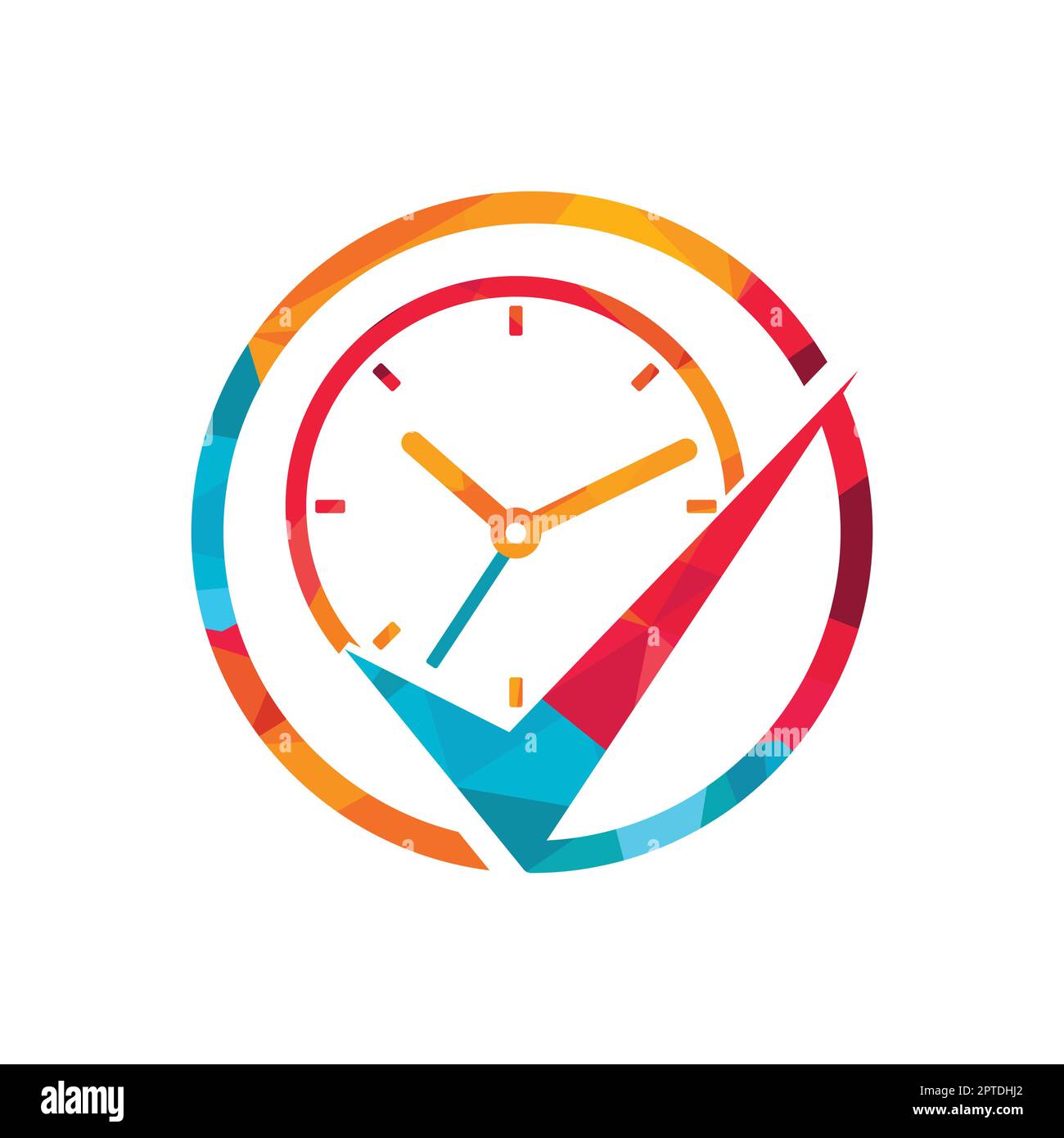 Time management vector logo template. Check mark with clock icon vector ...