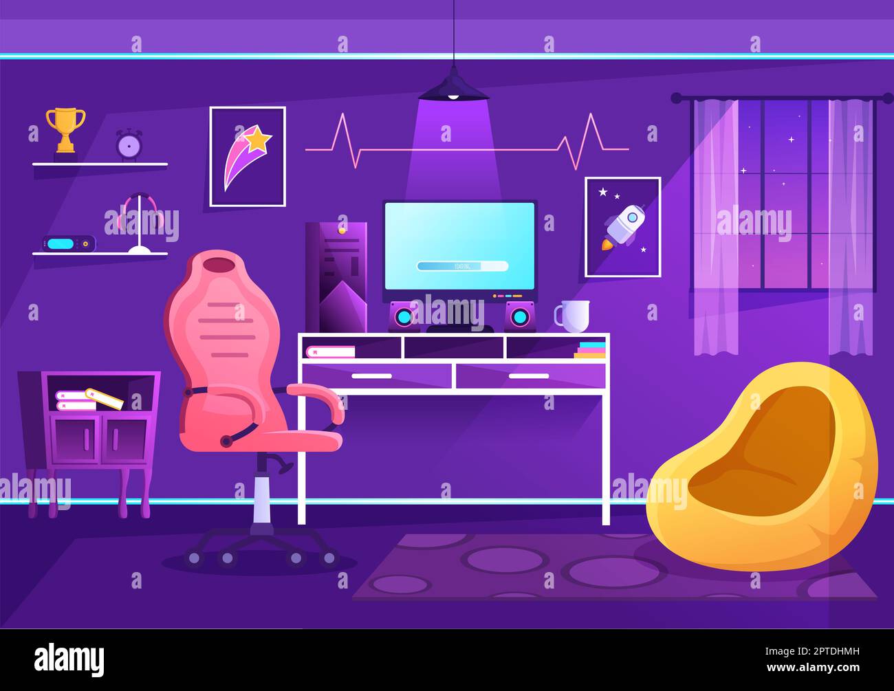 Video Game Room Interior with Android Mobile Computer and Comfortable ...