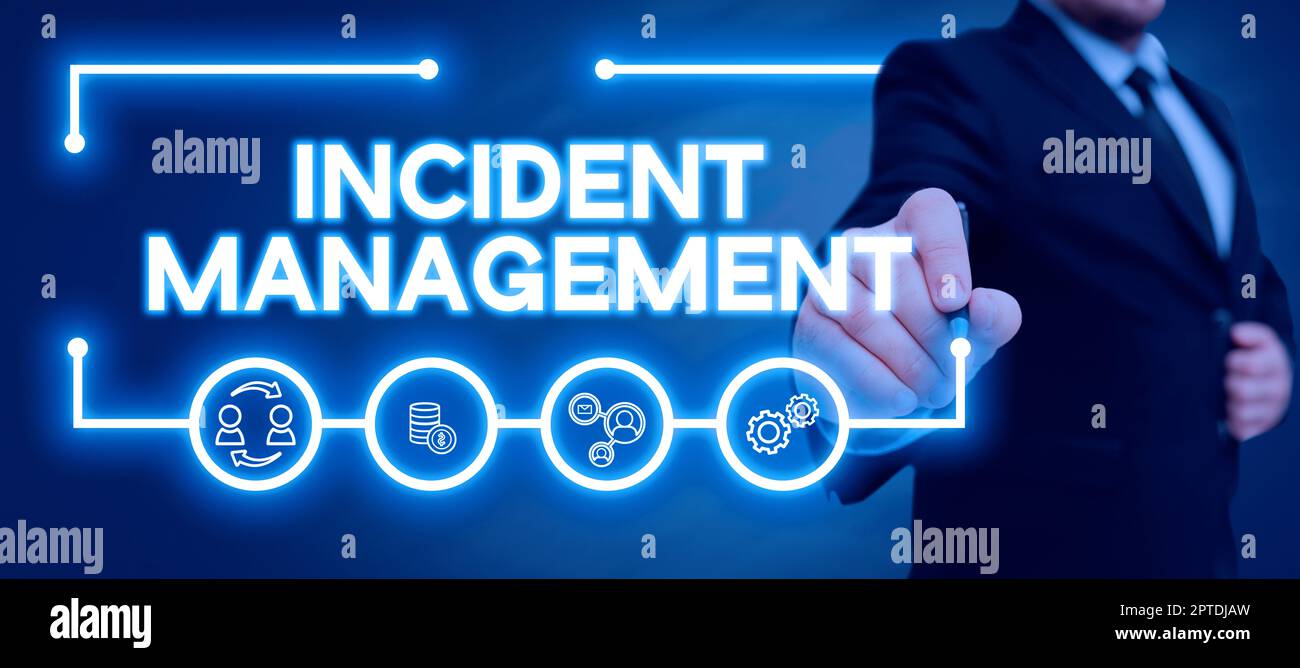 Hand writing sign Incident Management, Business overview Process to ...