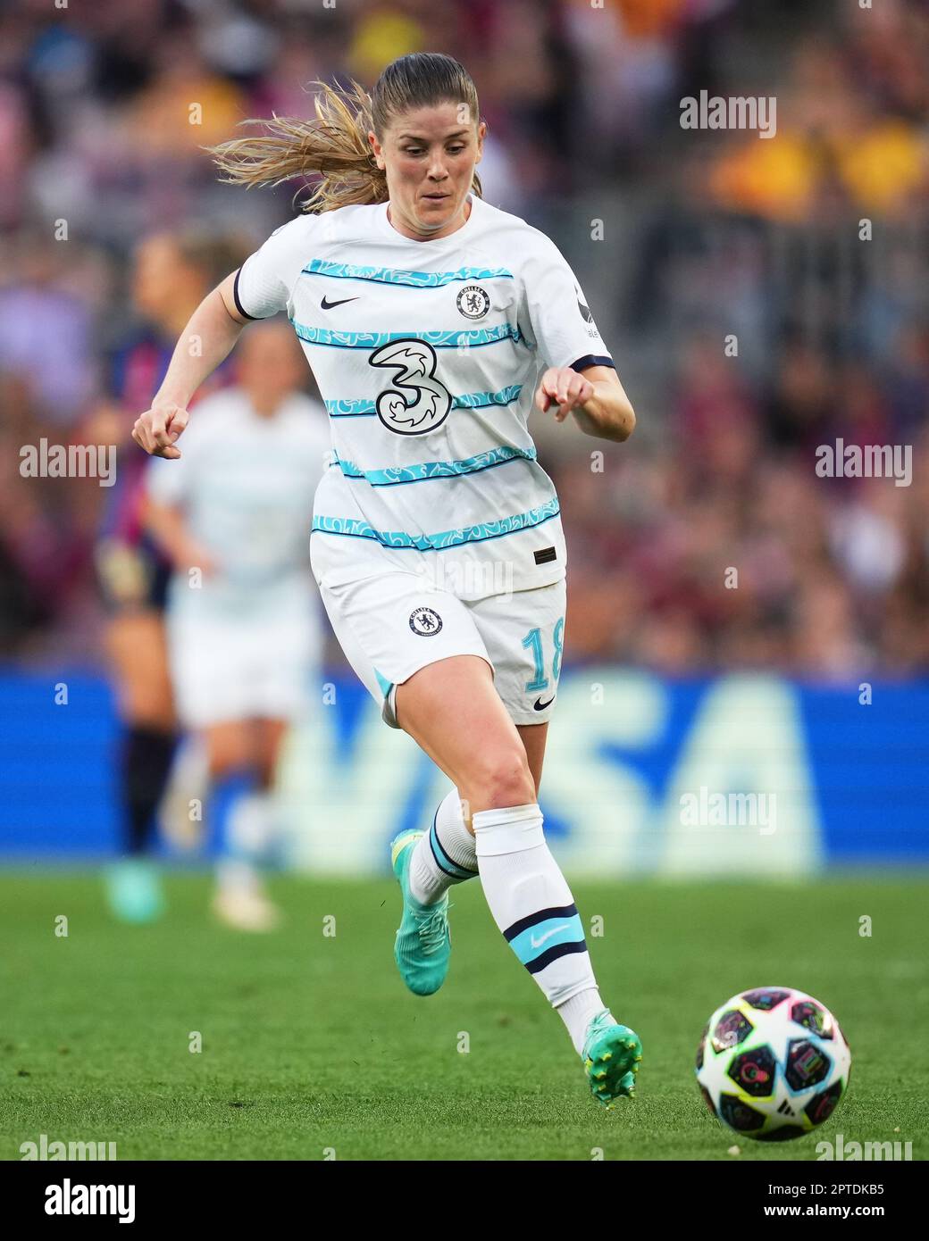 Barcelona, Spain. April 27, 2023 Maren Mjelde of Chelsea FC during the ...