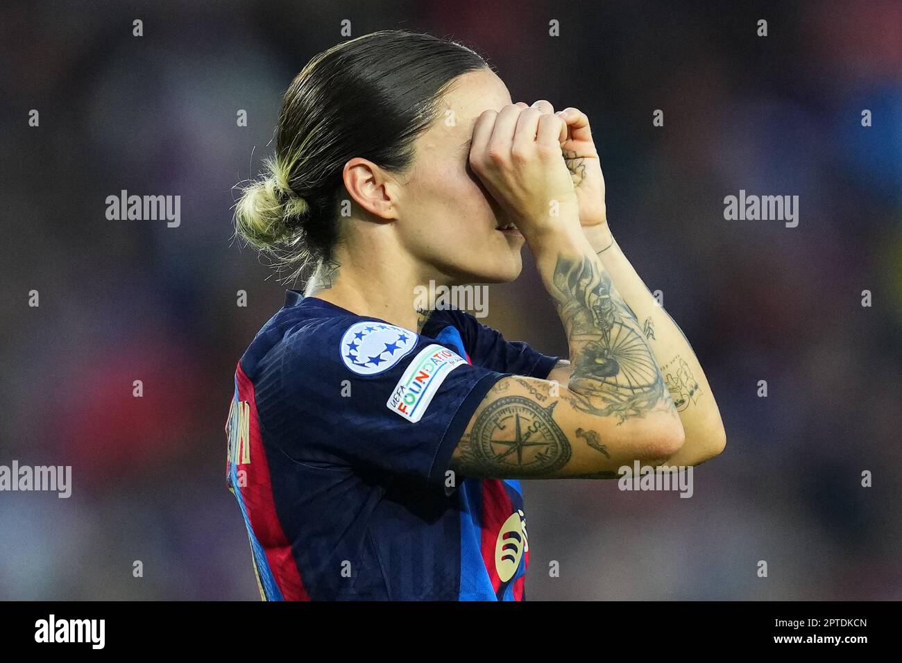 Barcelona, Spain. April 27, 2023 Mapi Leon of FC Barcelona at full time ...