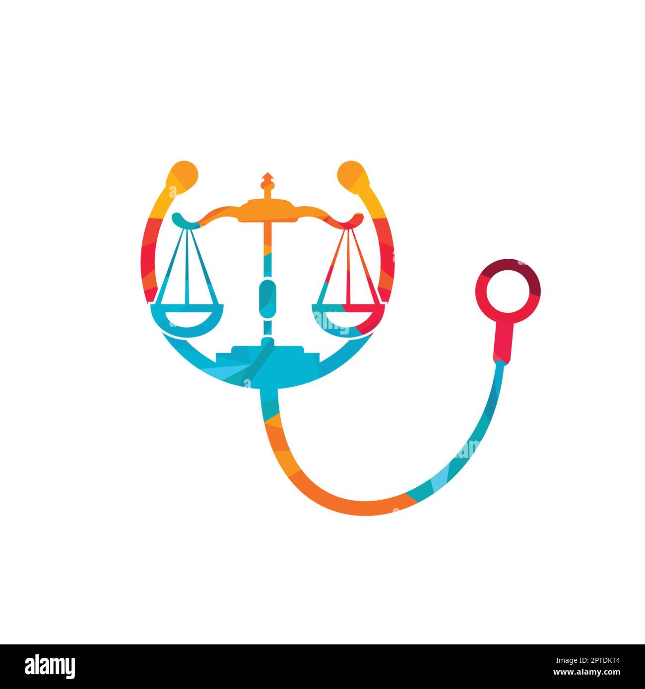 Medical law vector logo design template. Stethoscope with law scale ...