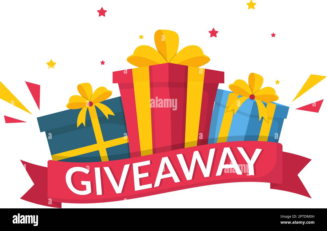 Giveaway Template Hand Drawn Cartoon Flat Illustration with Win a Prize ...