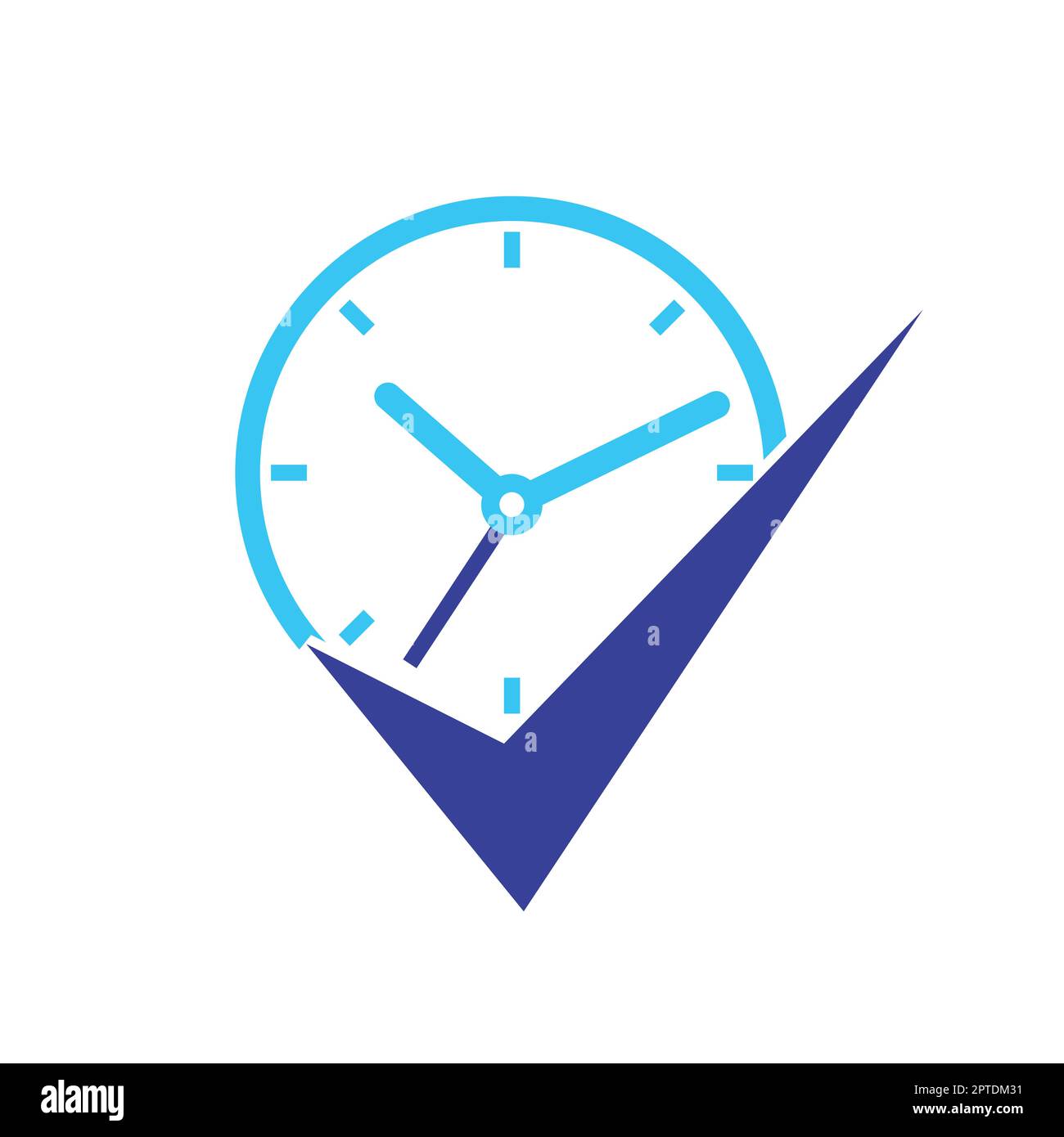 Time management vector logo template. Check mark with clock icon vector ...