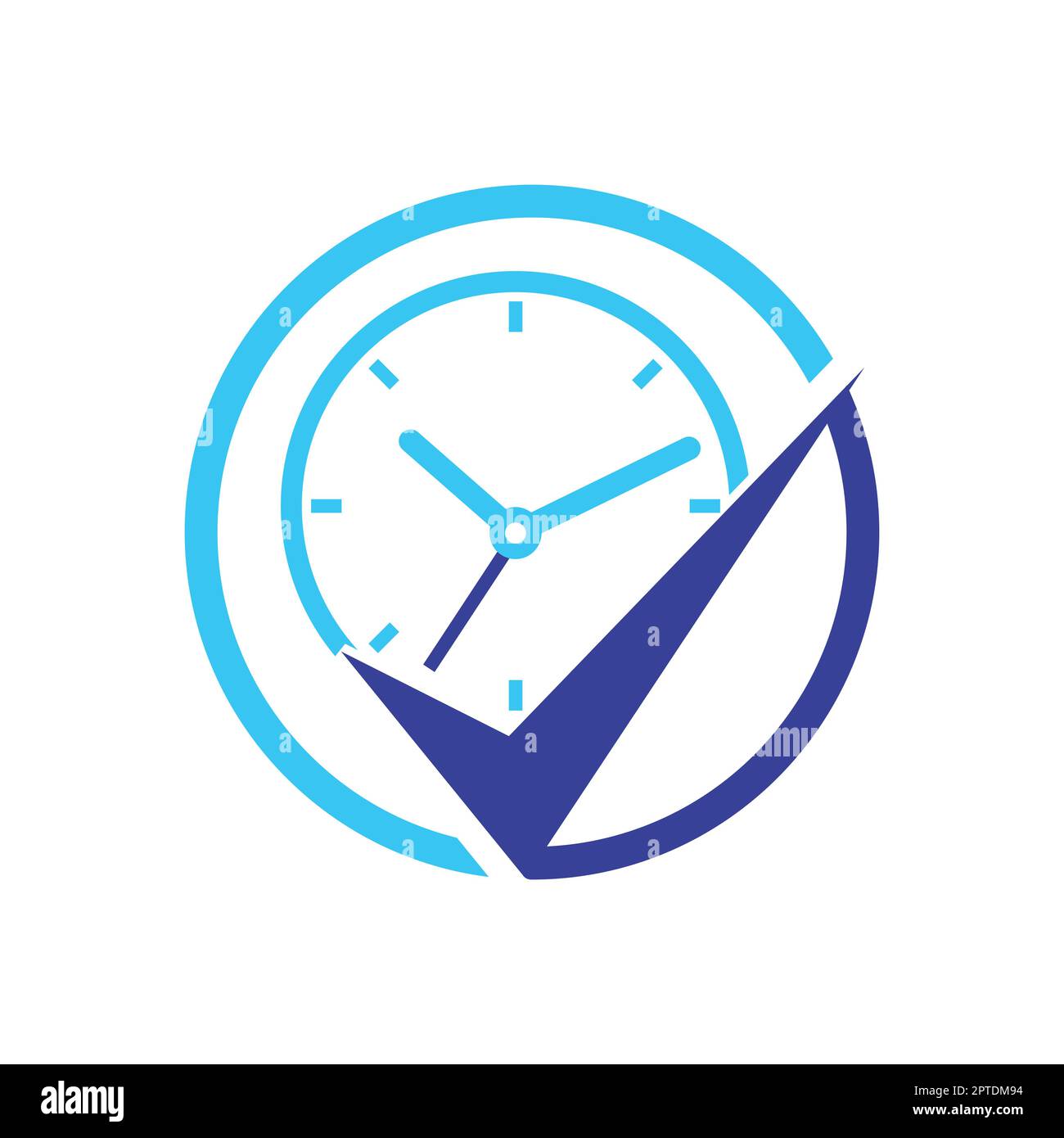 Time management vector logo template. Check mark with clock icon vector ...
