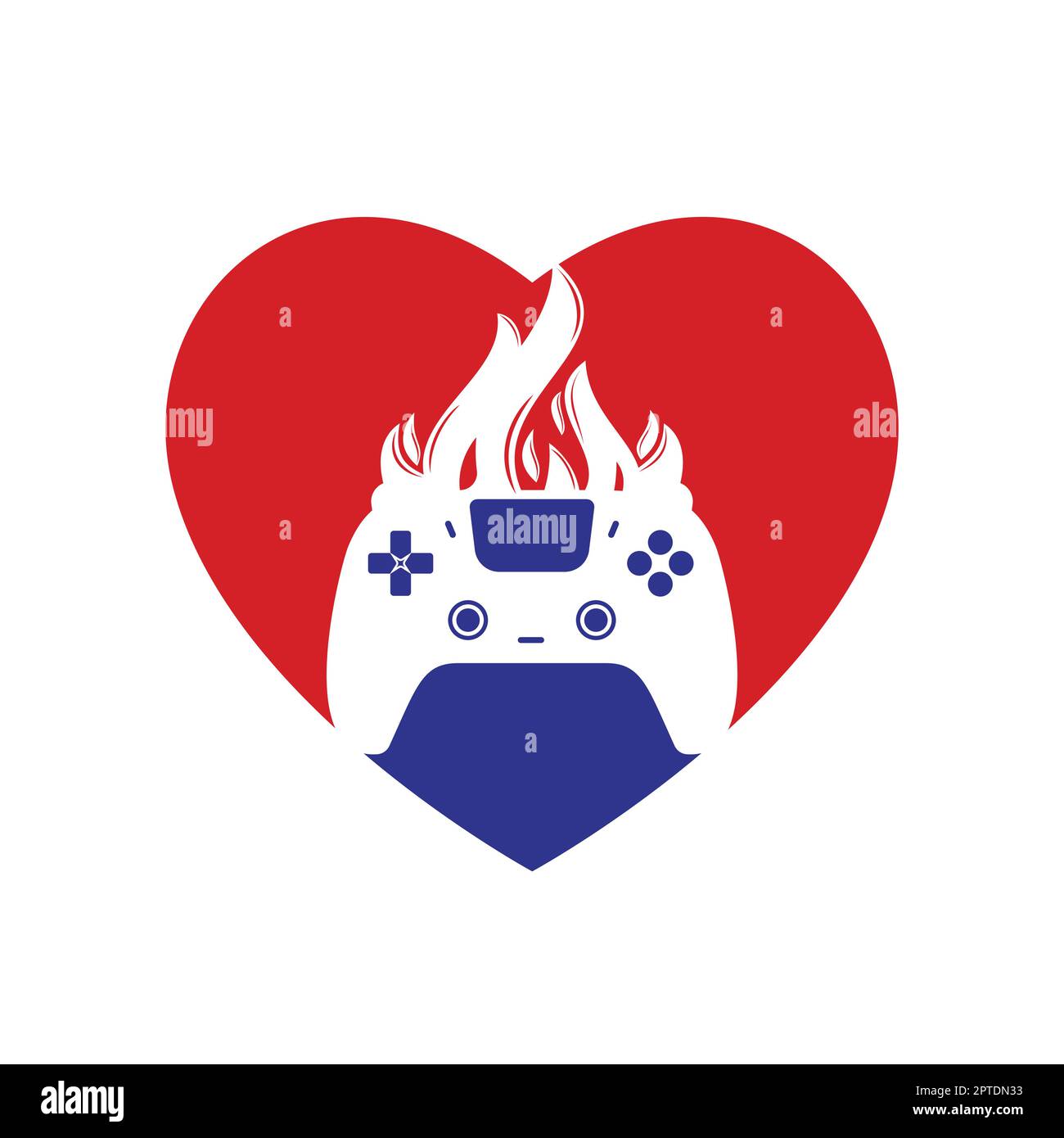 Furious gamer vector logo design. Keypad controller and fire flame ...