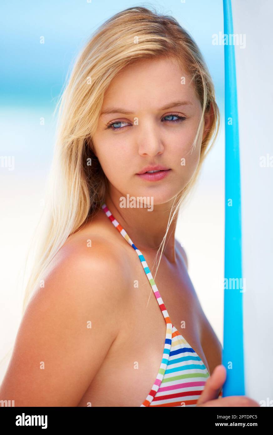Beauty And The Beach A Portrait Of A Beautiful Blonde Looking Sideways In Her Bikini And 1878