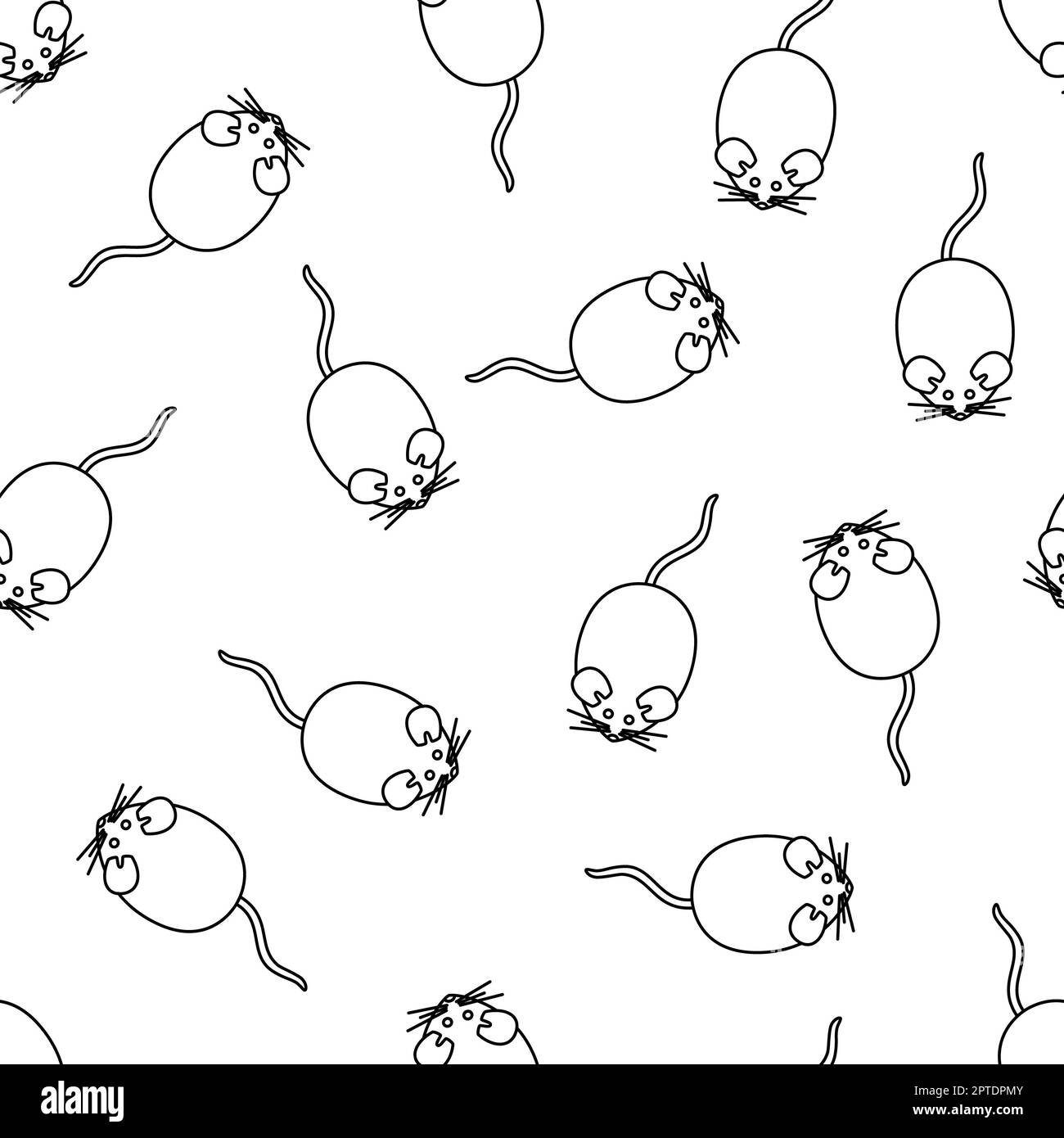 Seamless pattern with doodle mice. Hand drawn mouse background. Vector ...