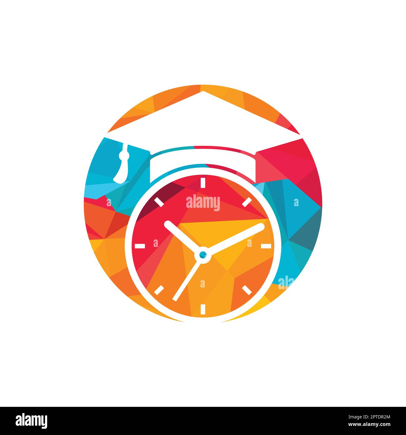 Study time vector logo design. Graduation hat with clock icon design ...