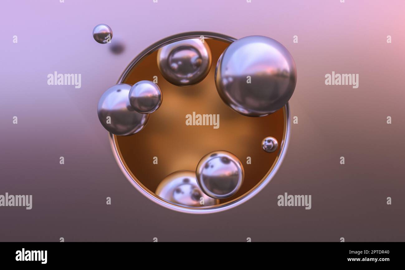 abstract circular window background with metal spheres. 3d render Stock ...